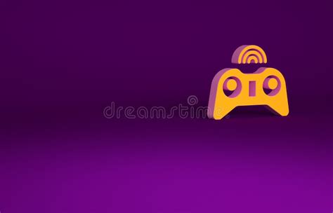 Orange Wireless Gamepad Icon Isolated On Purple Background Game