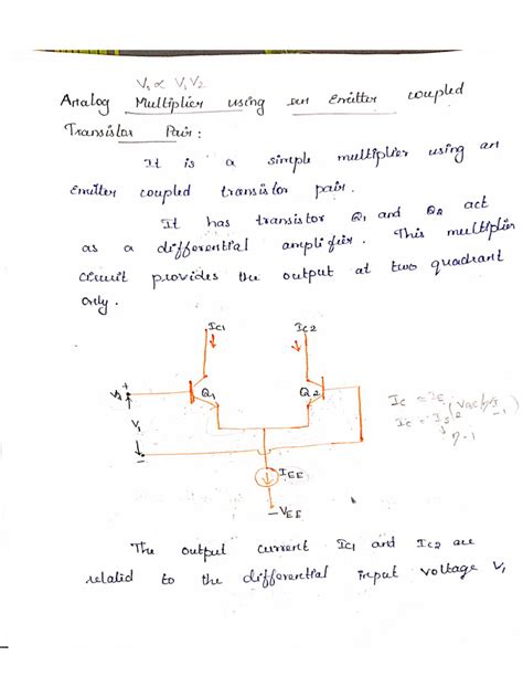 Analog Multiplayer Using An Emitter Couples Transistor Pair Pdf