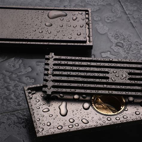 超薄长条地漏淋浴房卫生间隐形20加长超浅全铜枪灰色极薄竹排30cm 虎窝淘