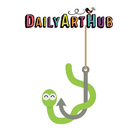 Green Worm In A Hook Clip Art Set Daily Art Hub Graphics