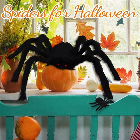 Halloween Decorations Outdoor Triangular Spider Web Giant Fake Spiders