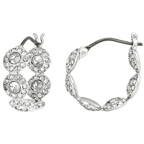Swarovski Angelic Rhodium Plated Mini Hoop Earrings Swarovski