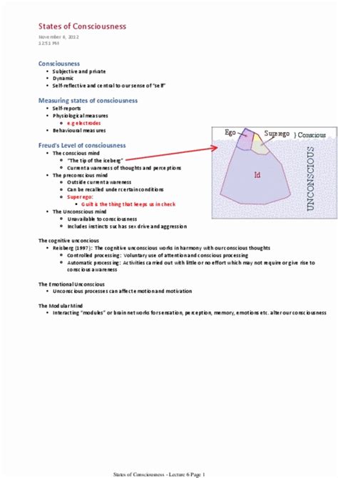 Psychology 1000 Lecture States Of Consciousness Psychology Notespdf Oneclass