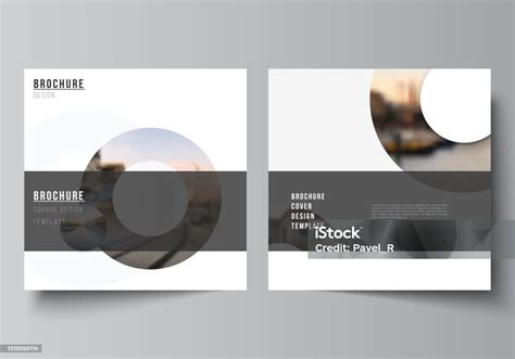 두 평방 포맷의 벡터 레이아웃은 브로셔 전단지 잡지 커버 디자인 책 디자인 브로셔 커버템플릿을 다룹니다 라운드 It 기술에 대한 원 배경 템플릿 최소한의 스타일 디자인에
