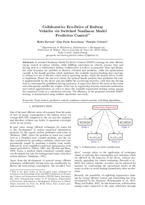 Pdf Collaborative Eco Drive Of Railway Vehicles Via Switched Nonlinear Model Predictive Control