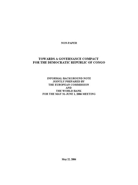 Towards A Governance Compact For The Democratic Republic Of Congo Pdf Governance Corruption