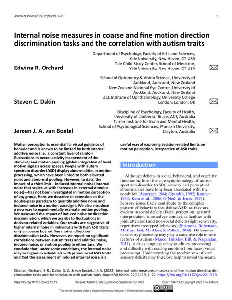 Pdf Internal Noise Measures In Coarse And Fine Motion Direction Discrimination Tasks And The