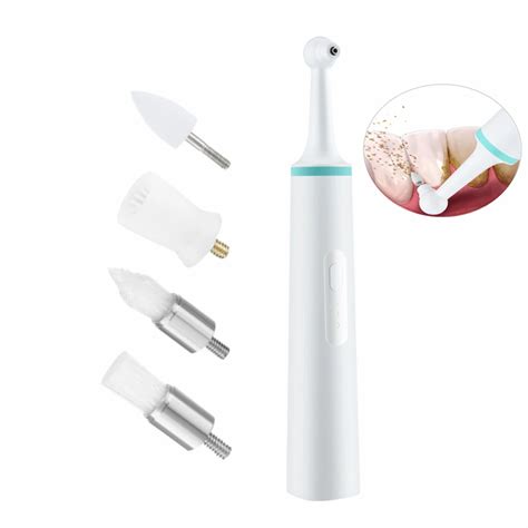 4 In 1 치과 치아 폴리셔 초음파 치아 클리너 구강 세척기 치석 얼룩 플라크 리무버 치아 미백 키트치아 미백