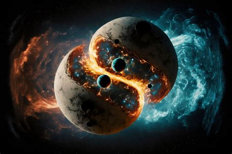 Premium Photo Collision Of Two Planets In Open Space Created With Generative Ai Technology