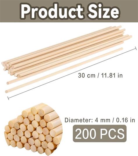 200 Ronde Houten Stokjes 30cm Geschikt Voor Suikerspin Knutselen En
