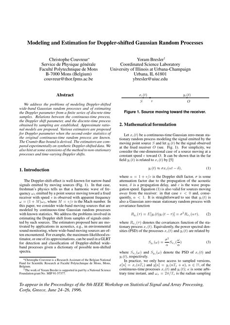 Pdf Modeling And Estimation For Doppler Shifted Gaussian Random Processes
