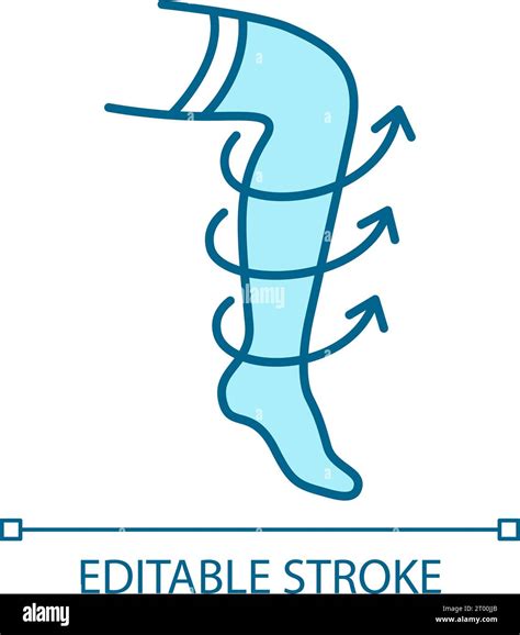 2d Customizable Thin Line Blue Compression Stockings Icon Stock Vector