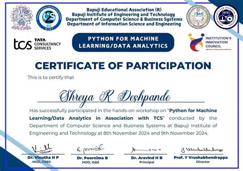 Shreya Deshpande On Linkedin I Have Participated In The Hands On Workshop On Python For Machine