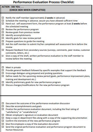 FREE Performance Checklist Samples To Download