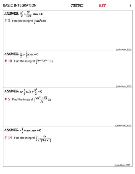 Basic Integration Indefinite Integrals Circuit Training 15 Problems