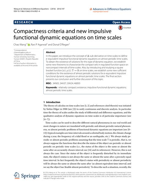 Pdf Compactness Criteria And New Impulsive Functional Dynamic Equations On Time Scales