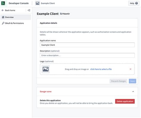 Ontology Sdk • Manage Applications • Oauth Clients • Palantir