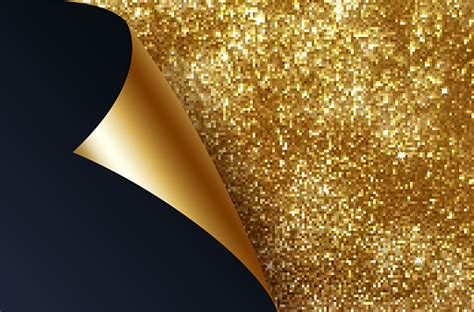 곡선 가장자리가 있는 벡터 골드 반짝이 배경은 종이 작은 황금 사각형 픽셀 스타일을 래핑합니다 0명에 대한 스톡 벡터 아트 및 기타 이미지 Istock