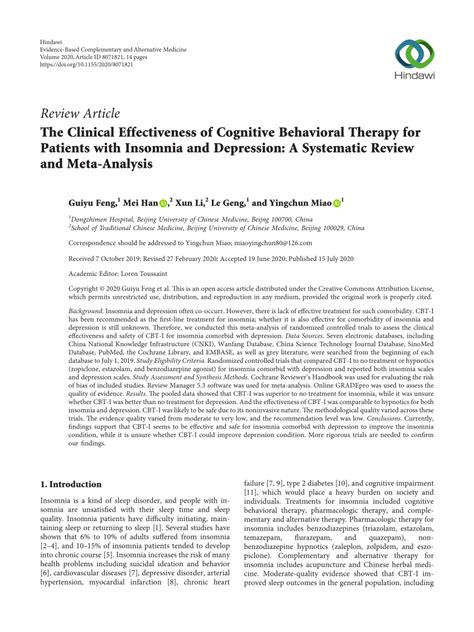 Pdf The Clinical Effectiveness Of Cognitive Behavioral Therapy For