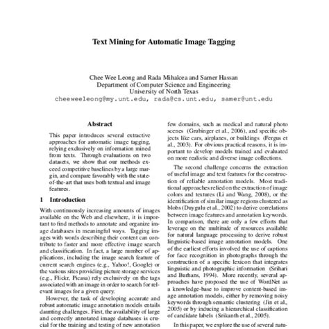 Text Mining For Automatic Image Tagging Acl Anthology
