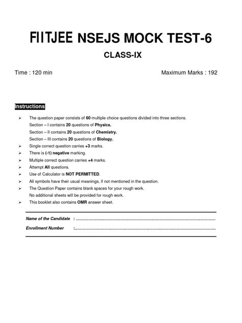 Nsejs Full Syllabus Mock Test 6 Pdf Proteins Nucleotides