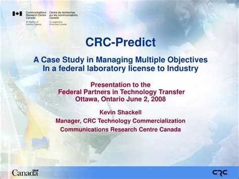 PPT CRC Predict A Case Study In Managing Multiple Objectives PowerPoint Presentation ID 5620600