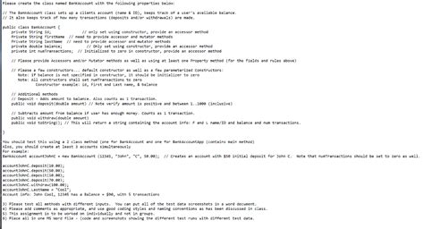 Solved Please Create The Class Named Bankaccount With The