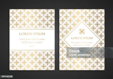 골드 기하학적 장식 템플릿 흰색 고급 초대 카드 디자인 배경 및 배경 화면으로 사용할 수 있습니다 장식에 좋은 우아하고 고전적인 벡터 요소 0명에 대한 스톡 벡터 아트 및