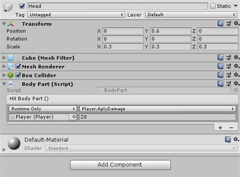 C Проверка попадания пули в коллайдер дочернего объекта через скрипт висящий на родительном
