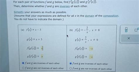 Solved For Each Pair Of Functions Fand G Below Find F G X