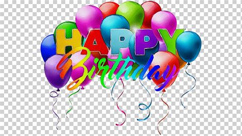 생일 축하합니다 디자인 수채화 페인트 젖은 잉크 생일 생일 축하 풍선 행복 Png Klipartz