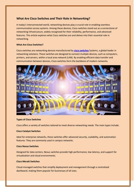 What Are Cisco Switches And Their Role In Networking Pdf