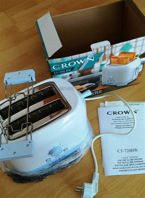 Тостер Crown Ct 720bw 700w Нов Размразяване Регулируем таймер Скари