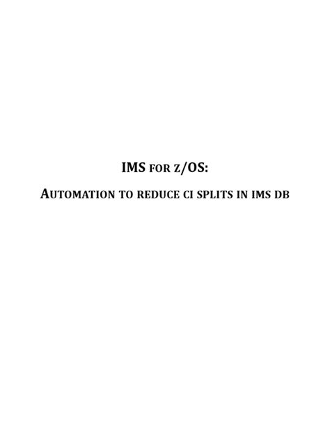 Automation To Reduce Ci Splits In Ims Db Pdf Information Retrieval Areas Of Computer Science