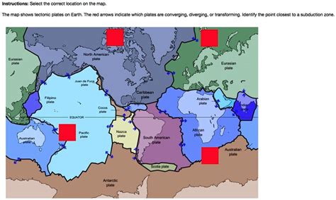 Instructions Select The Correct Location On The Map The Map Shows Tectonic Plates On Earth
