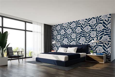 Mavi Çiçekler Duvar Kağıdı