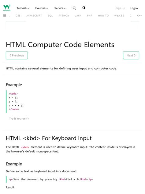 html computer code elements pdf html java script