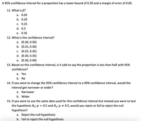 Solved 95 Confidence Interval For A Proportion Has A Lower