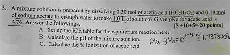 solved a mixture solution is prepared by dissolving 0 30mol