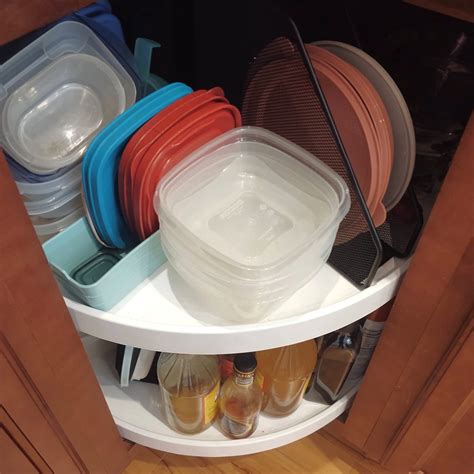 Organizing A Lazy Susan Cabinet With Desk And Drawer Organizers Realizing Home