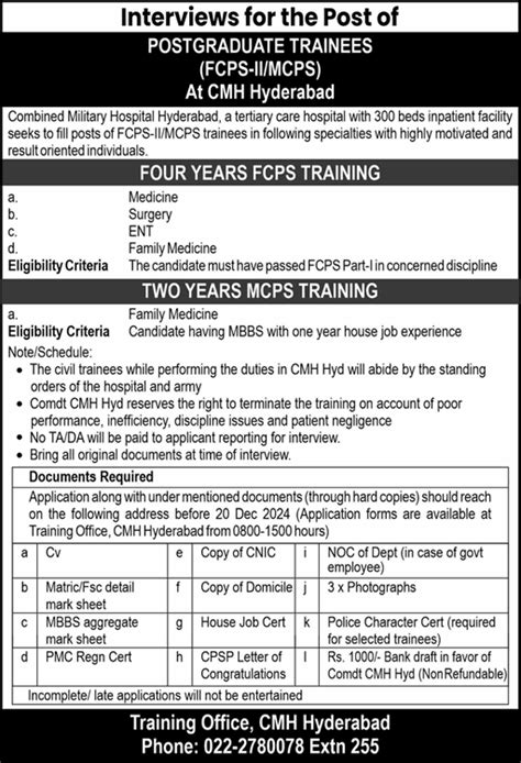 Cmh Hyderabad Fcps Mcps Postgraduate Training December 2024 Combined