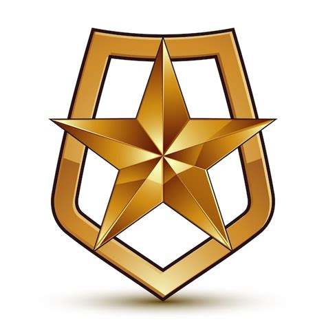벡터 양식에 일치시키는 기호 흰색 배경에 고립입니다 매력적인 오각형 황금 별 명확한 Eps 8 상징적 인 휘장 귀족 Blazon 프리미엄 벡터