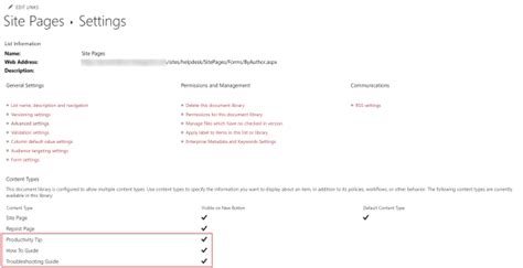 Using Content Types In Sharepoints Site Pages Library Marc D