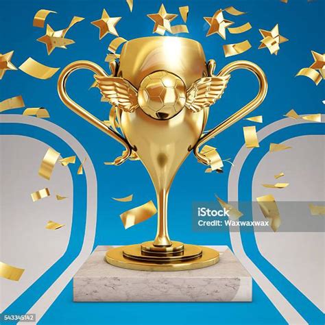 골든 축구 트로피 3d 렌더링 1에 대한 스톡 사진 및 기타 이미지 1 1위 3차원 형태 Istock