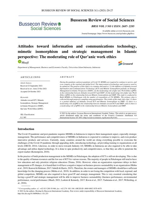 Pdf Attitudes Toward Information And Communications Technology Mimetic Isomorphism And