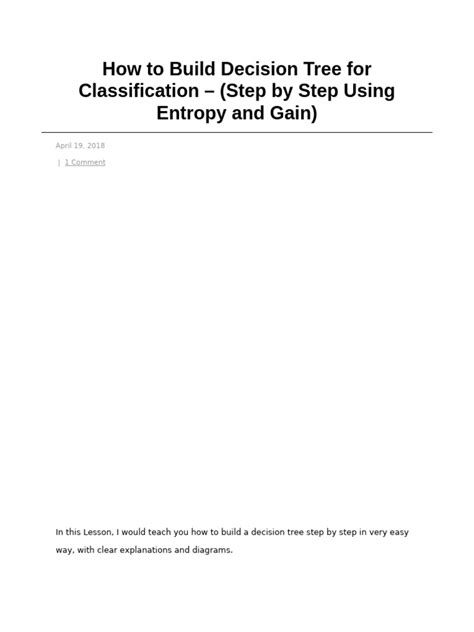 Decision Tree For Classification Pdf Applied Mathematics Algorithms