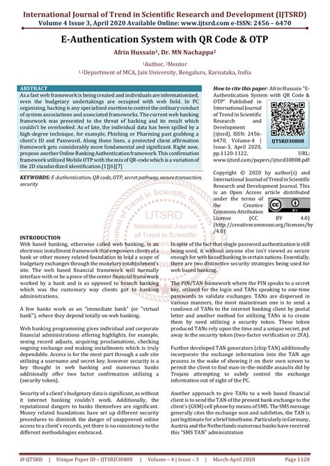 E Authentication System With Qr Code And Otp