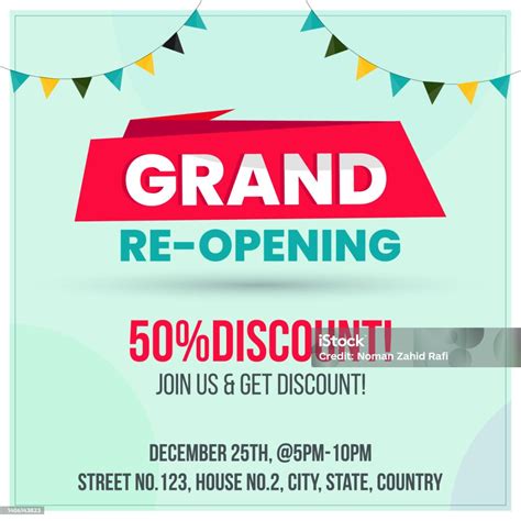 페이스 북 마케팅을위한 50 할인으로 그랜드 재개 초대장 포스터 우리와 함께 우리는 50 할인으로 포스터를 다시 열고 있습니다 소셜 미디어를위한 간단한 그랜드 오프닝 포스트