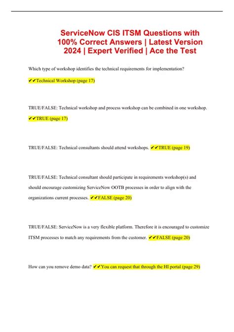 Servicenow Cis Itsm Questions With 100 Correct Answers Latest Version 2024 Expert Verified