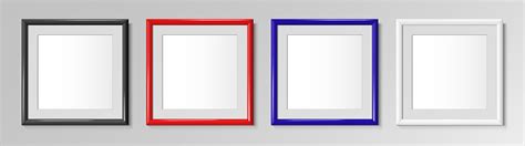 흑백 색상의 사실적인 정사각형 프레임은 빨간색과 파란색으로도 제공됩니다 0명에 대한 스톡 벡터 아트 및 기타 이미지 0명 3차원 형태 건설 프레임 Istock